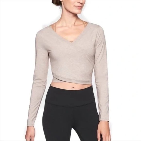 Athleta | Tops | Nwt Athleta Encore Wrap Top In Dovetail Taupe Xl ...